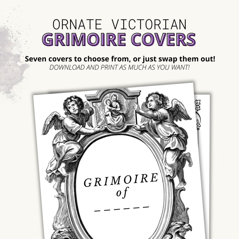 Antique Grimoire Cover Pages Printable | Grimoire Cover, Book of ...