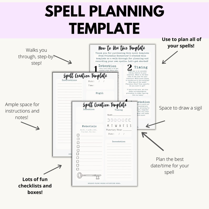 Spell Template | Spell Planner, Grimoire Pages, Book of Shadows Pages ...