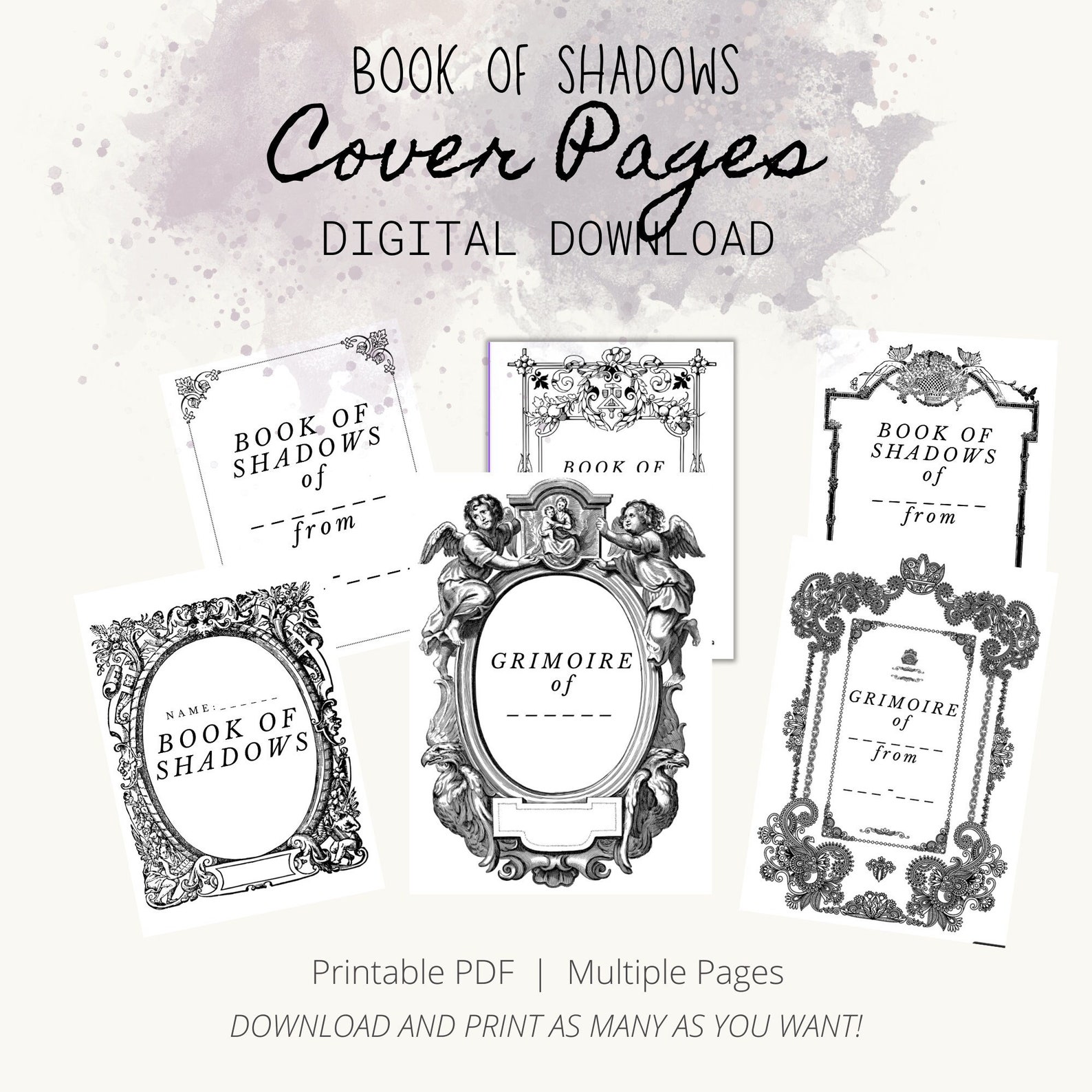 Antique Grimoire Cover Pages Printable | Grimoire Cover, Book of ...