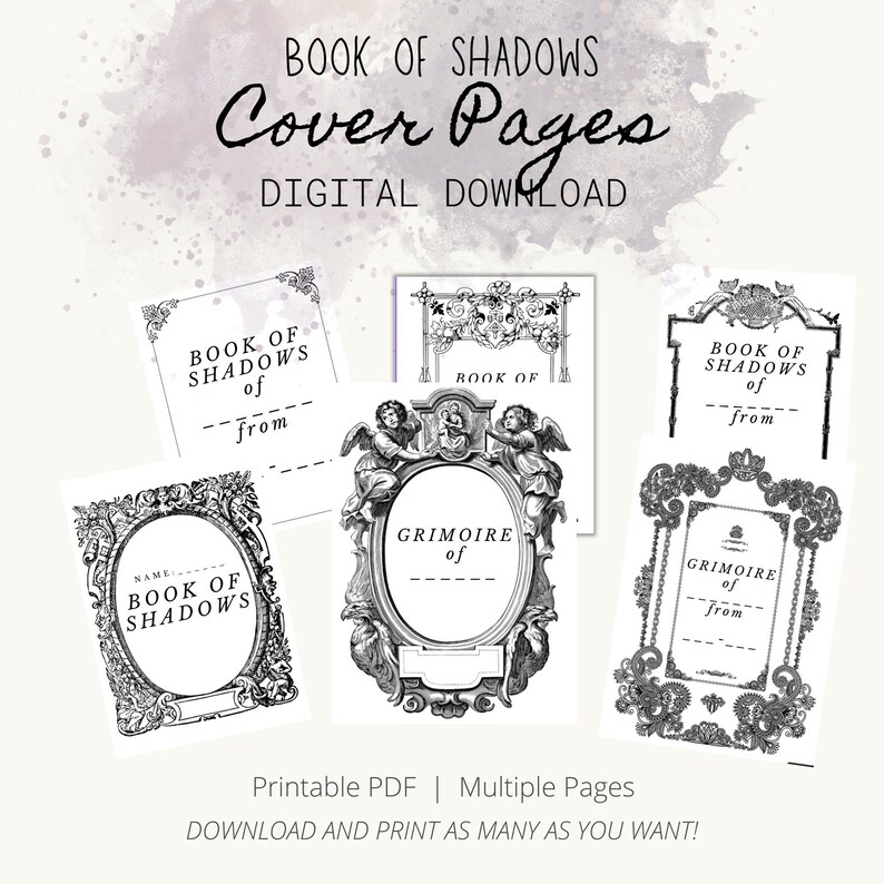Antique Grimoire Cover Pages Printable | Grimoire Cover, Book of Shadows, Grimoire Pages, BOS ...