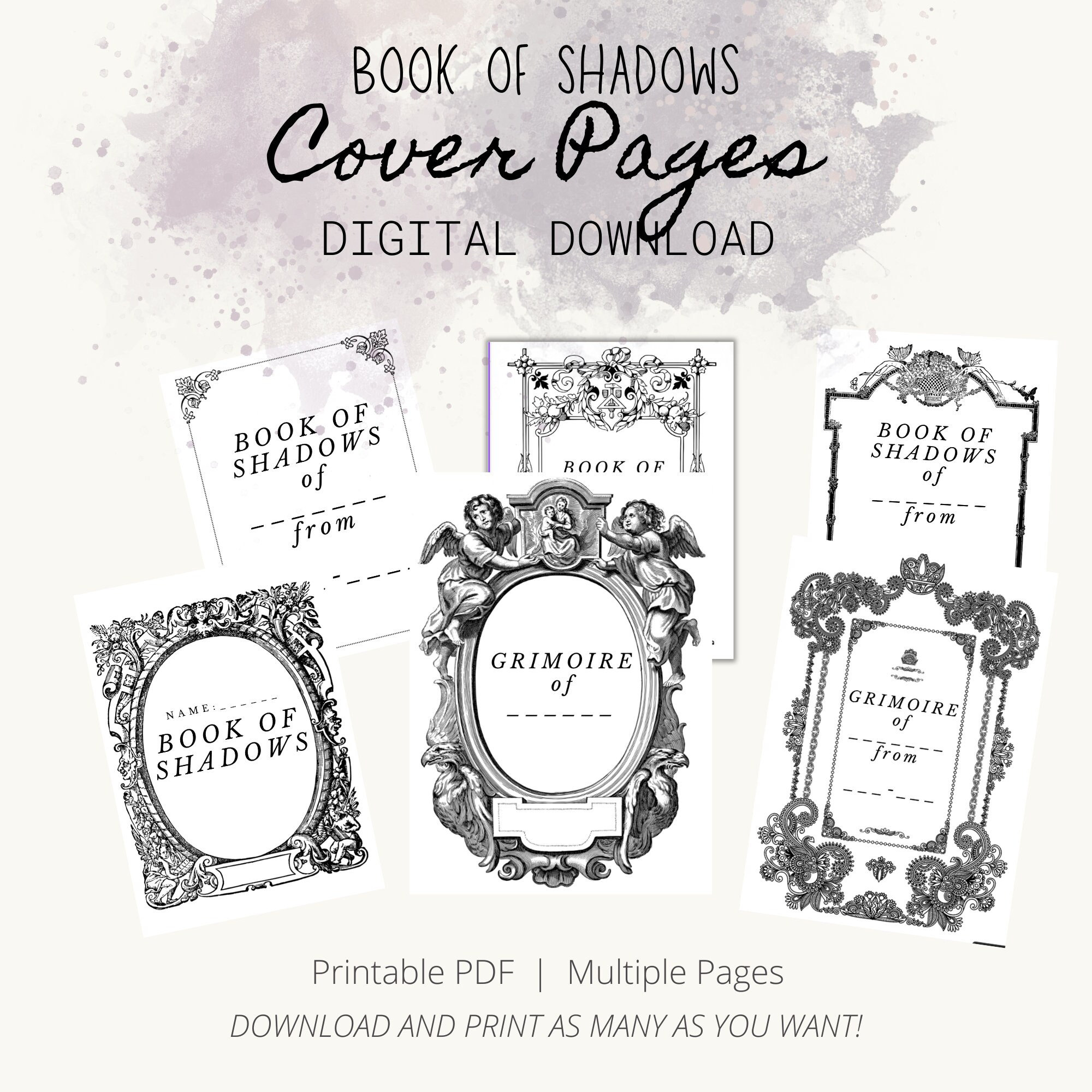 Antique Grimoire Cover Pages Printable | Grimoire Cover, Book of ...