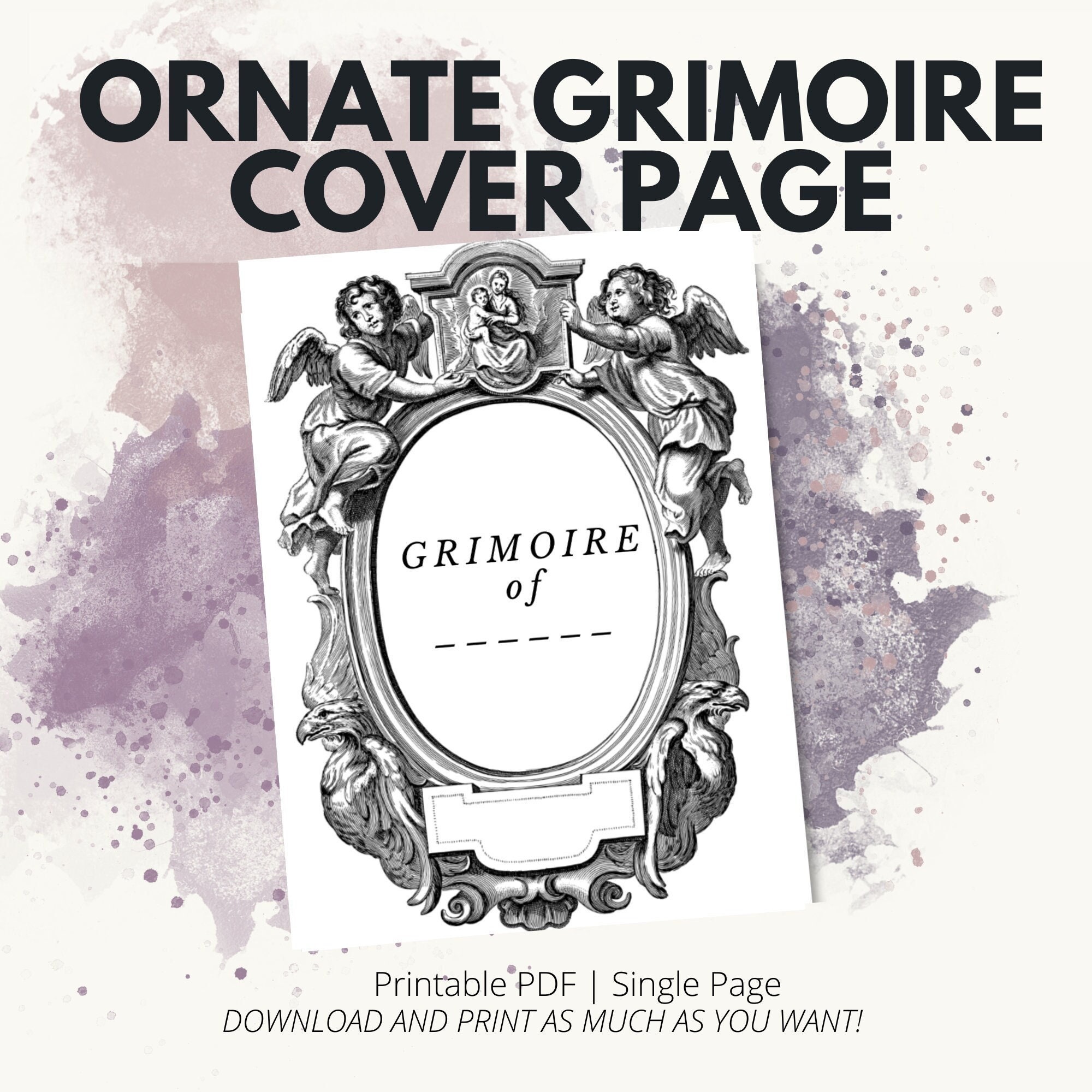 Ornate Grimoire Cover Page (single) | Grimoire, Book of Shadows ...