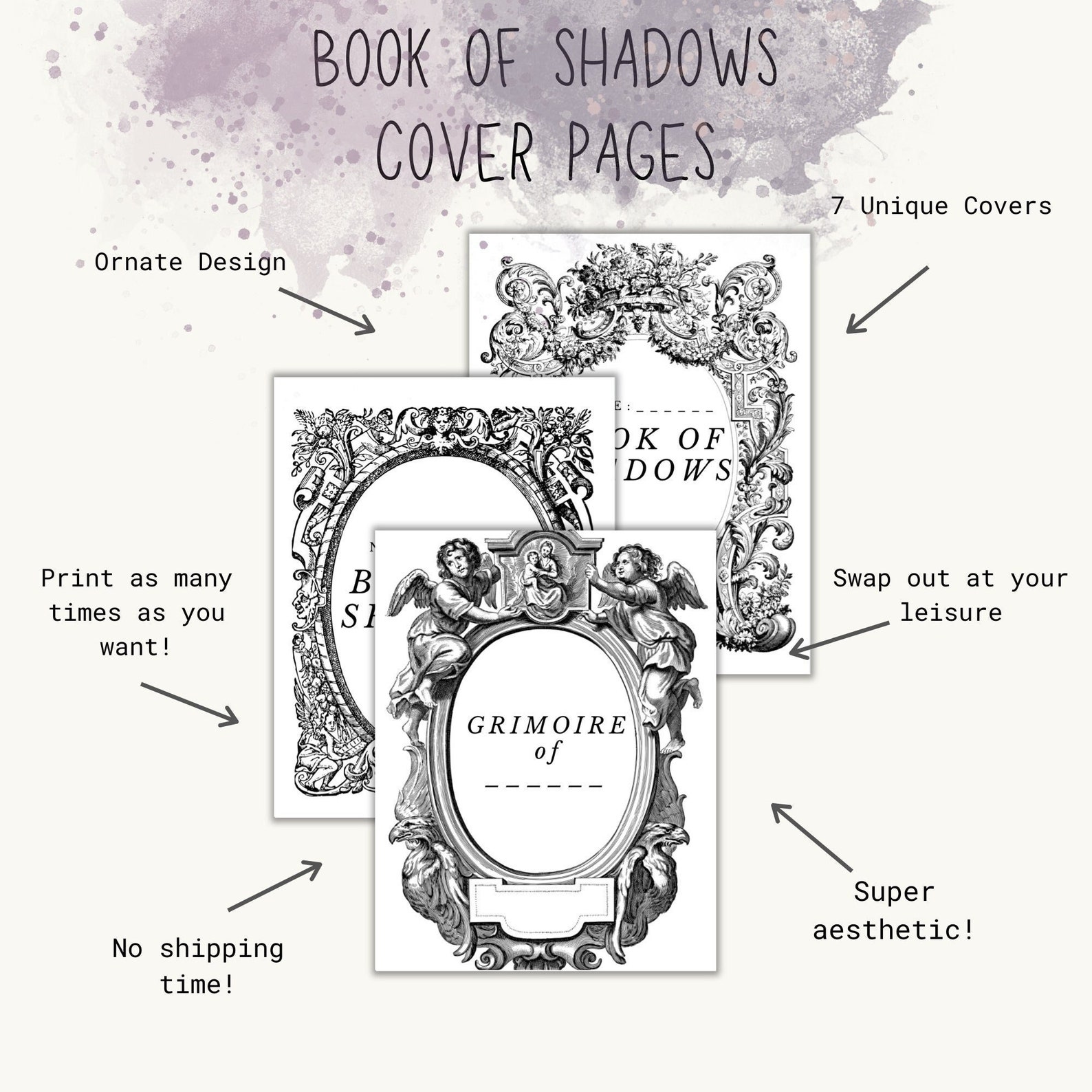 Antique Grimoire Cover Pages Printable | Grimoire Cover, Book of ...
