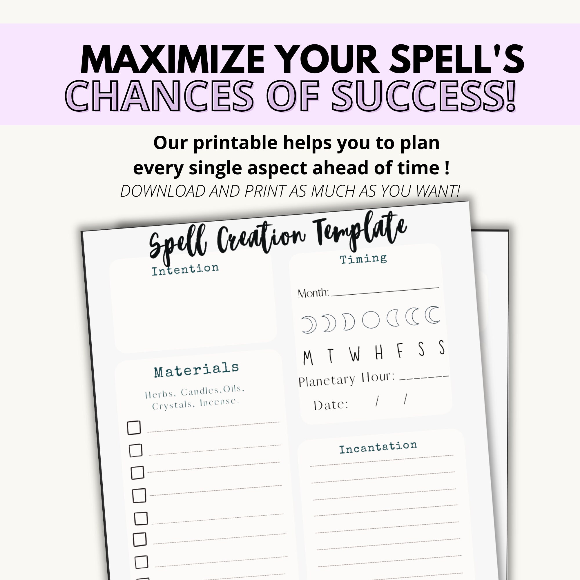 Spell Template | Spell Planner, Grimoire Pages, Book of Shadows Pages ...