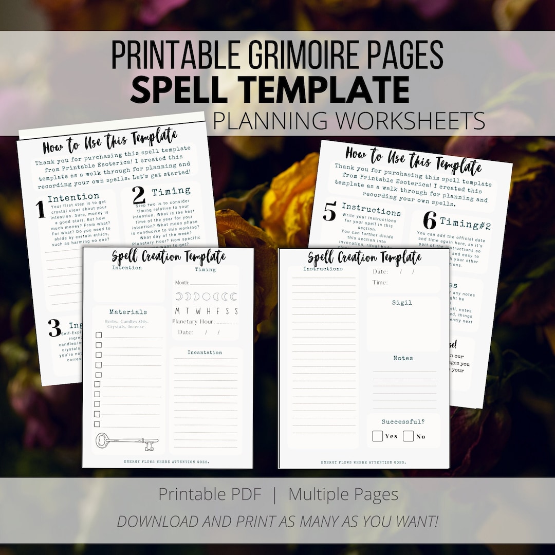 Spell Template | Spell Planner, Grimoire Pages, Book of Shadows Pages ...
