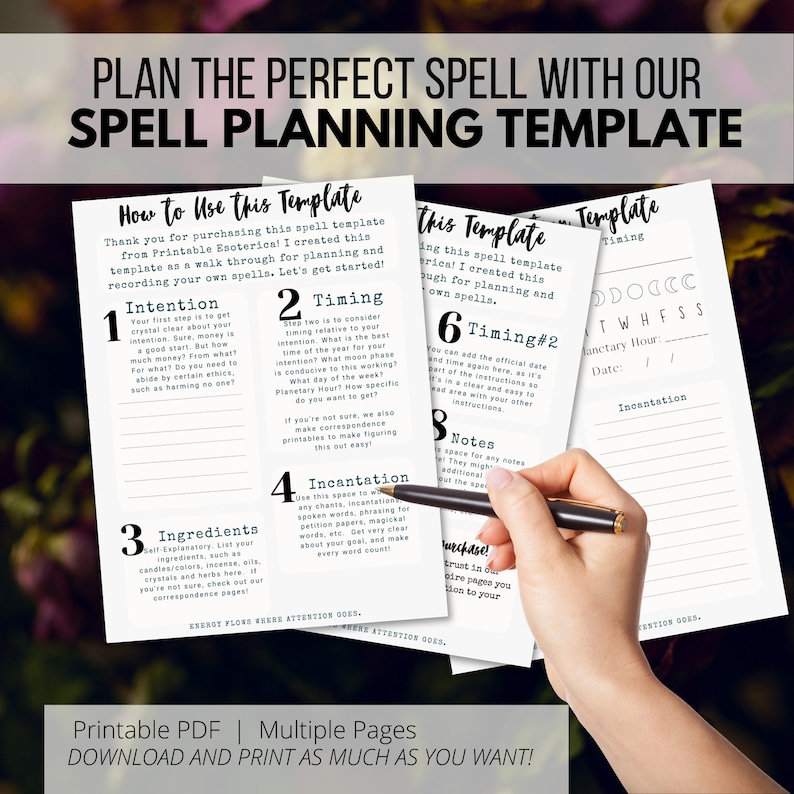 Spell Template | Spell Planner, Grimoire Pages, Book of Shadows Pages ...