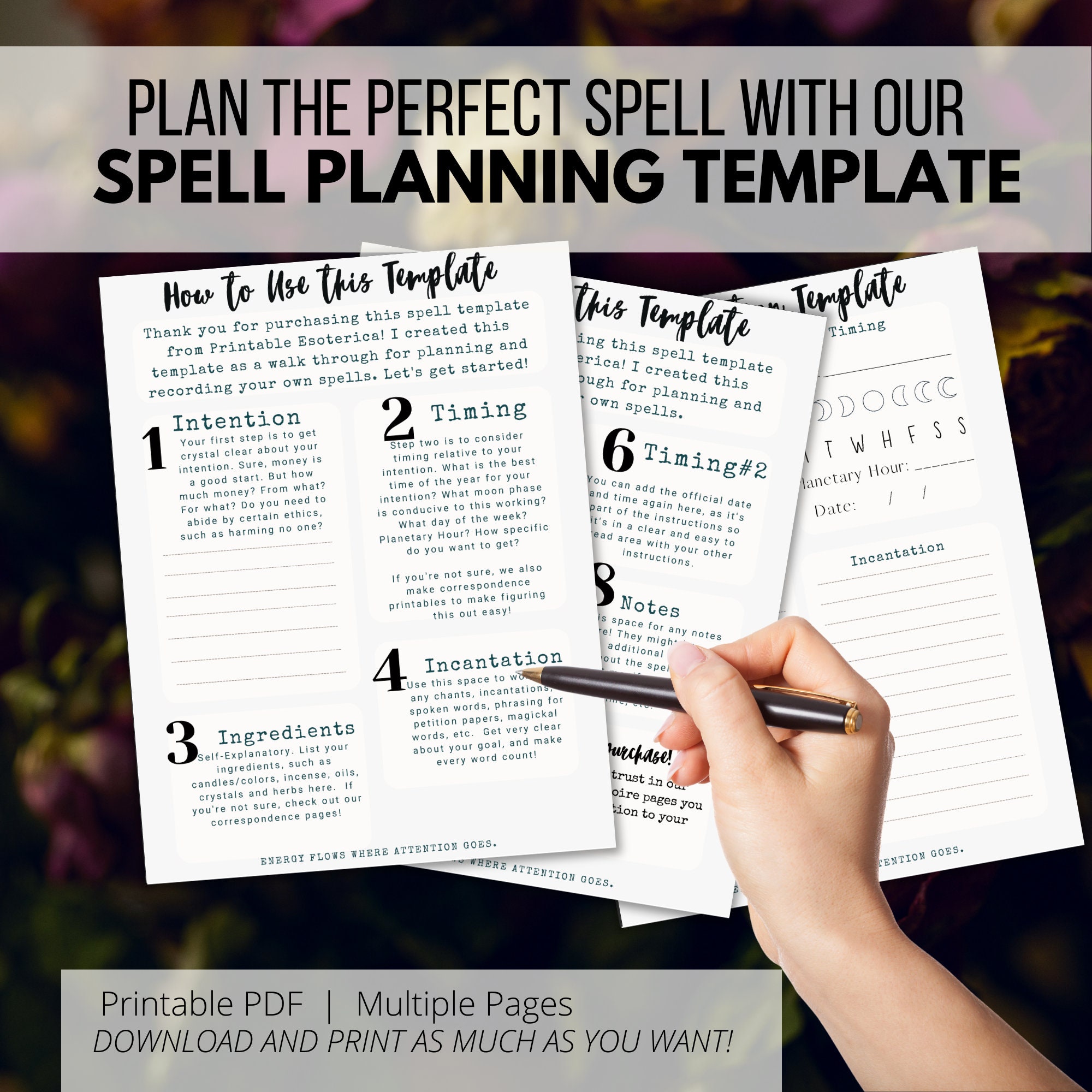 Spell Template | Spell Planner, Grimoire Pages, Book of Shadows Pages ...