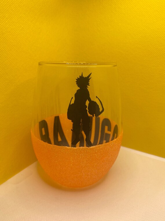 Bakugo Inspired Glitter Wine Glass My Hero Academia Glitter - Etsy