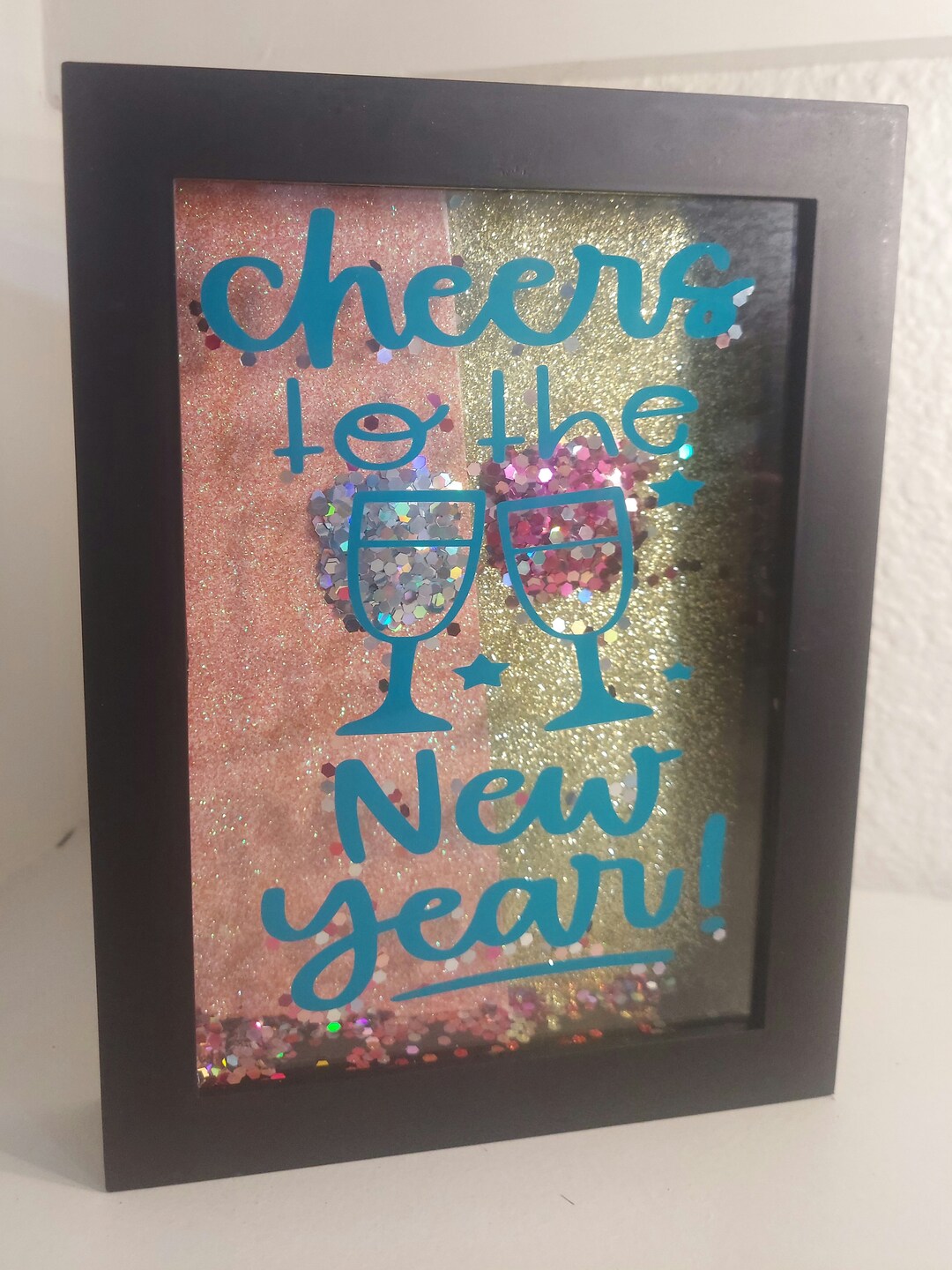 PINK and GOLD CHAMPAGNE Flute Shadow Box - Etsy