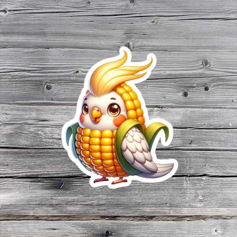 Cockatiel Dressed as a Corn Cob Sticker, Cockatiel Gift, Cute Garden ...