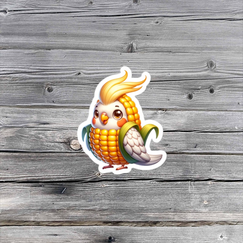Cockatiel Dressed as a Corn Cob Sticker, Cockatiel Gift, Cute Garden ...
