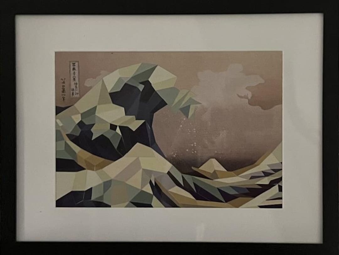 Framed Wall Art Cubist Sticker Version of 'the Great Wave off Kanagawa ...
