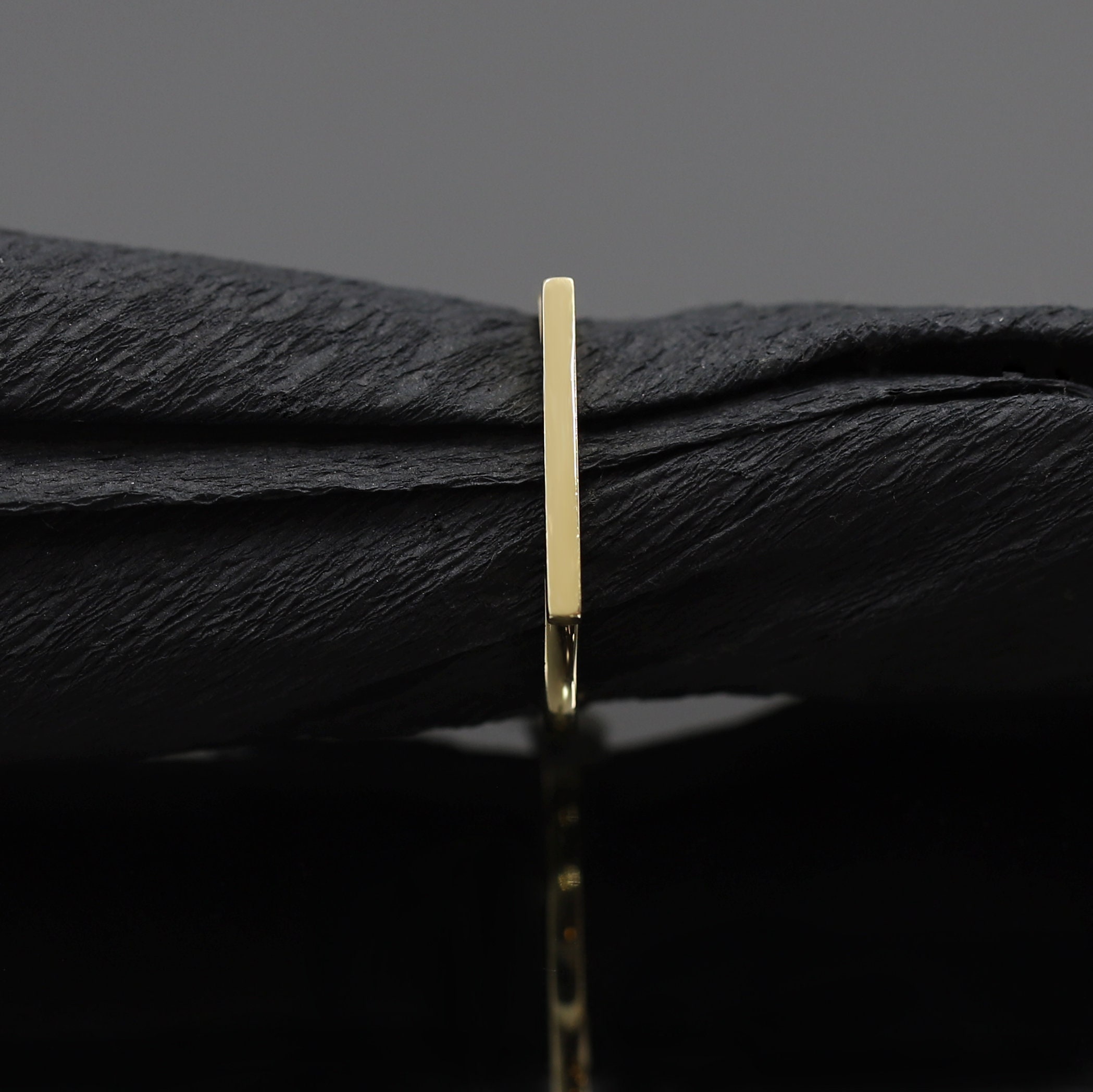 14K Solid Gold Flat Bar Ring Thin Gold Line Ring Tarnish Free Ring ...