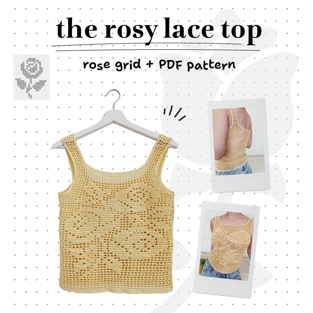 Rosy Lace Top Crochet Pattern | Filet Crochet Pattern | Summer Crochet ...