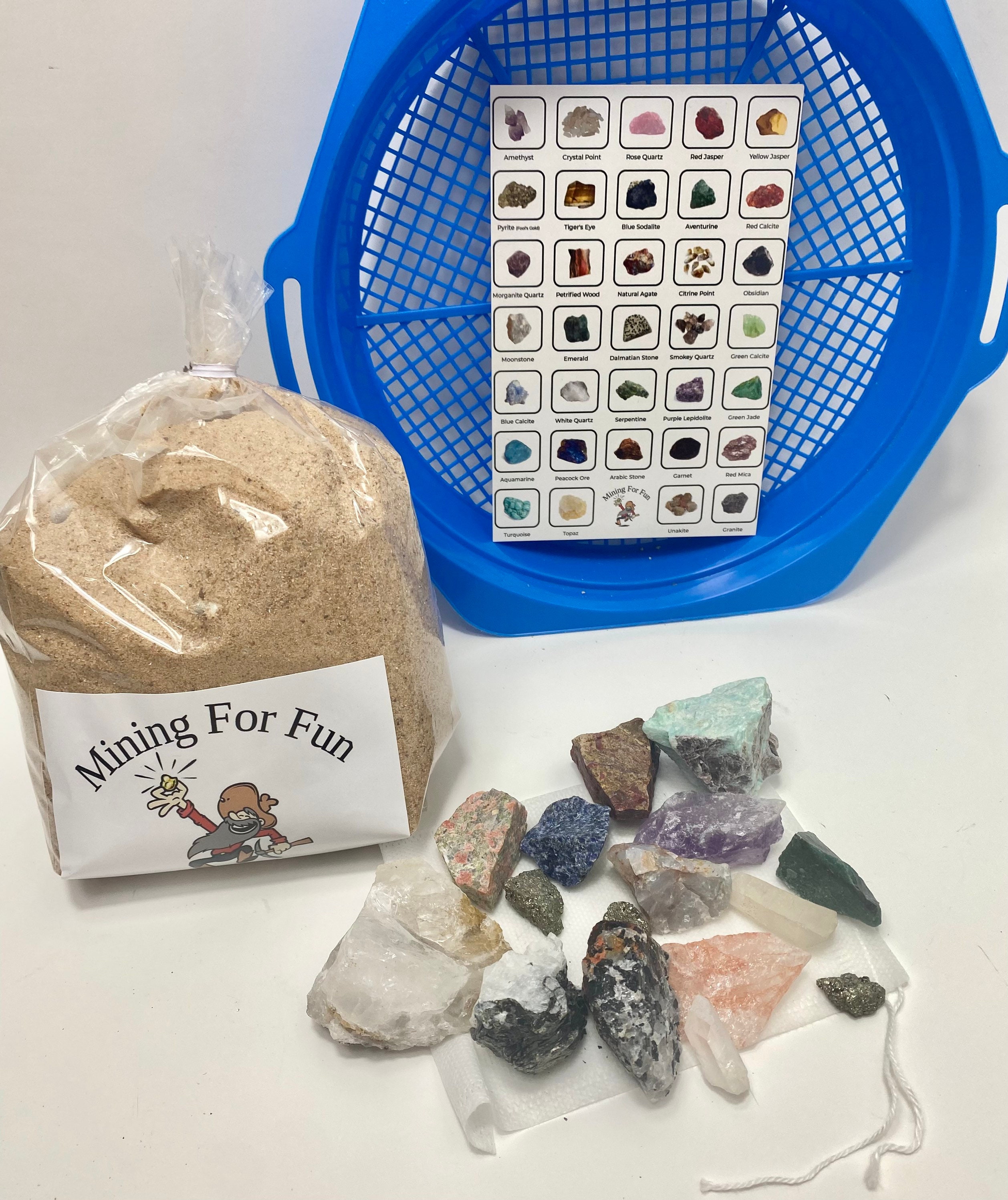 3 Lb Bag Gemstone Crystal Mining Kit, Mining Rough, Mineral Gemstone ...