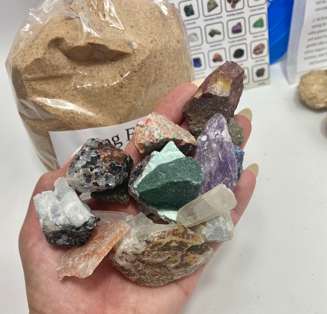 3 Lb Bag Gemstone Crystal Mining Kit, Mining Rough, Mineral Gemstone ...