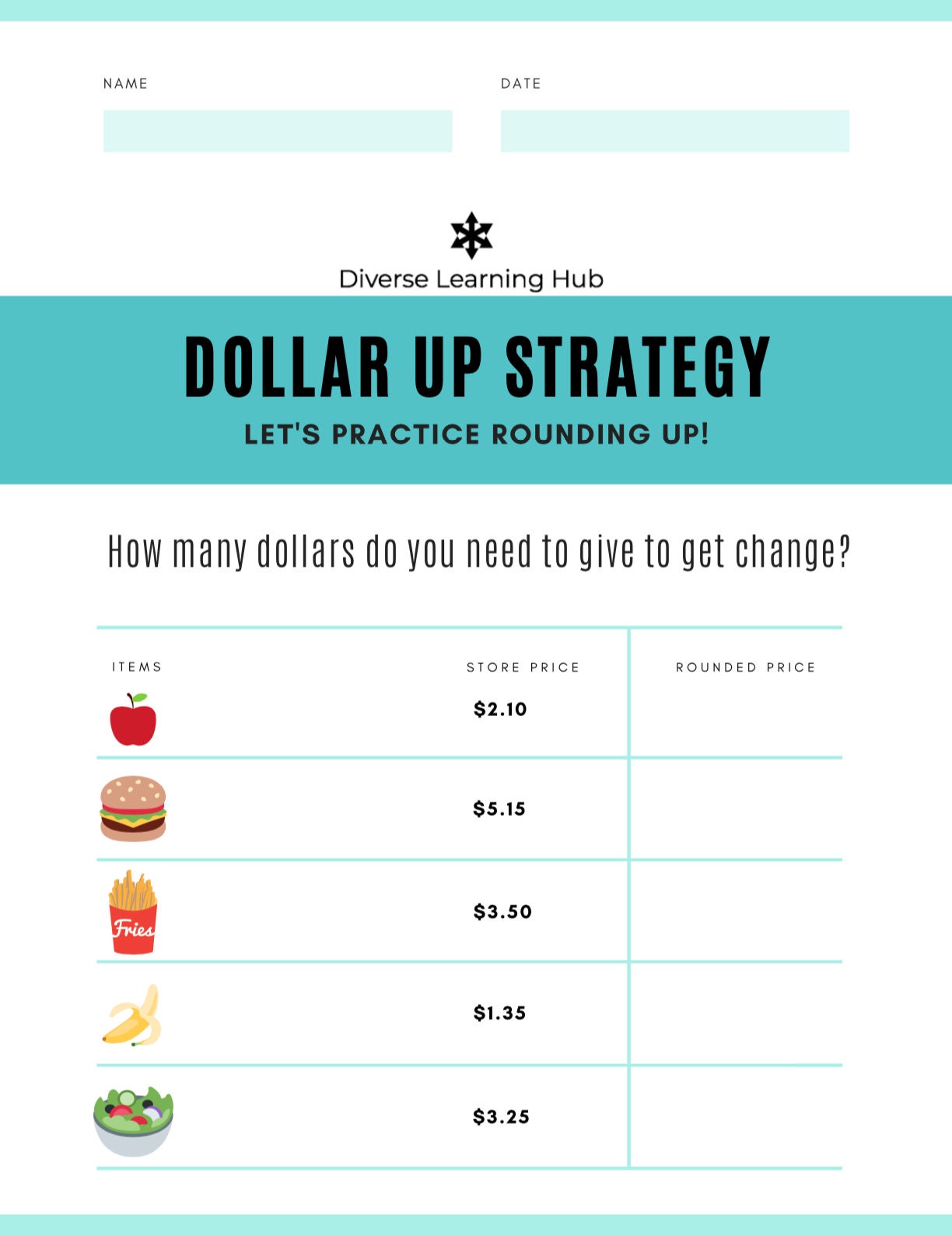 Next Dollar up Worksheets special Education / Early Elem - Etsy