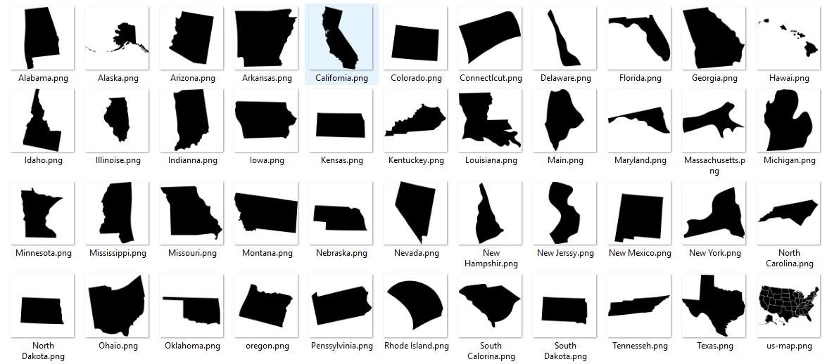 Us States SVG Bundle Outline United States Map Svg File - Etsy