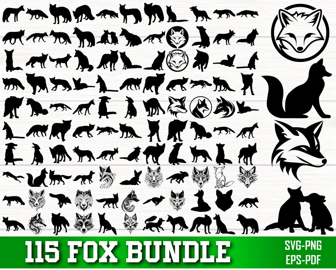 Fox SVG Bundle, Fox PNG Bundle, Fox Clipart, Fox Svg, Fox Silhouette ...