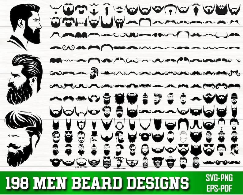 Beard SVG Bundle, Beard PNG Bundle, Beard Clipart, Beard Silhouette ...