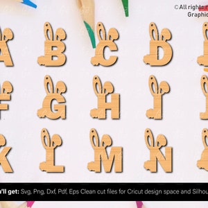 Bunny Ear Letter SVG, Glowforge Easter SVG, Easter Bunny Monogram ...