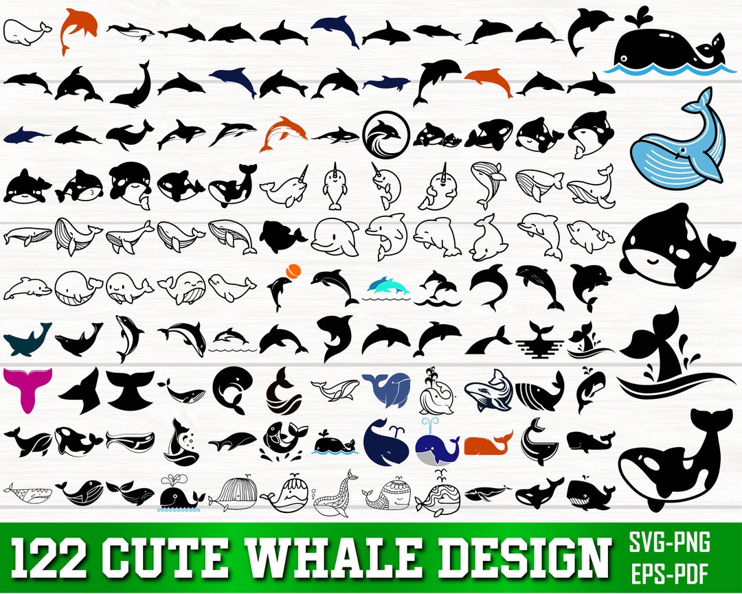 Whale Svg Bundle, Whale Clipart, Whale Silhouette, Whale Svg Cut Files ...