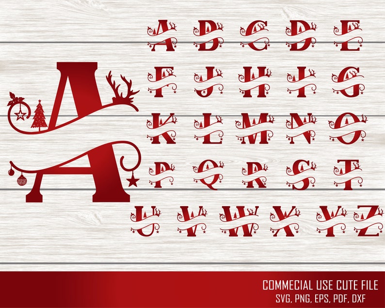 Christmas Split Letters Svg Christmas Split Alphabet SVG - Etsy