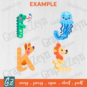 Cute Animals Alphabet Svg, Animal Alphabet Bundle Svg, A-Z Animals Svg ...