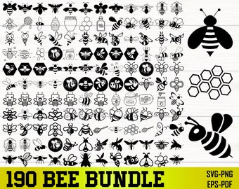 Bee SVG Bundle, Bee PNG Bundle, Bee Clipart, Bee Silhouette, Honeycomb ...