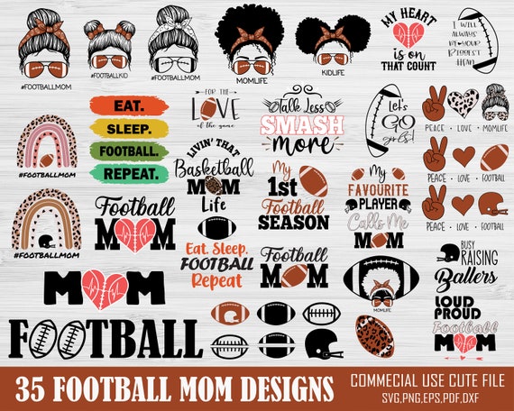 Football Mom SVG Football SVG Bundle Sports Svg Messy Bun - Etsy