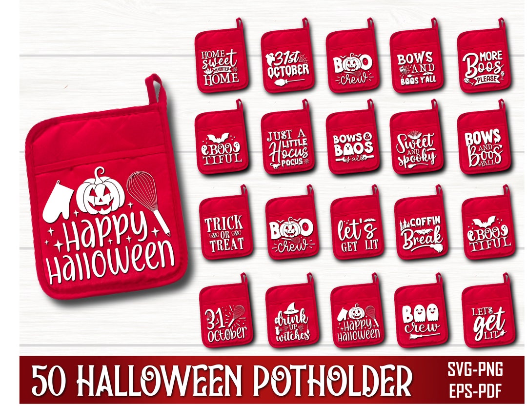 Halloween Pot Holder Svg Bundle, Halloween Svg, Potholder Svg, Oven ...