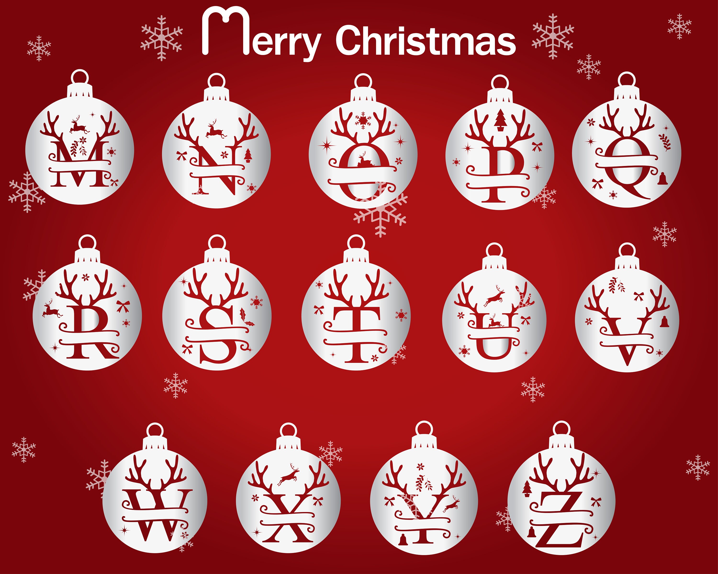 Round Christmas Monogram SVG Christmas Bauble Ornament SVG - Etsy