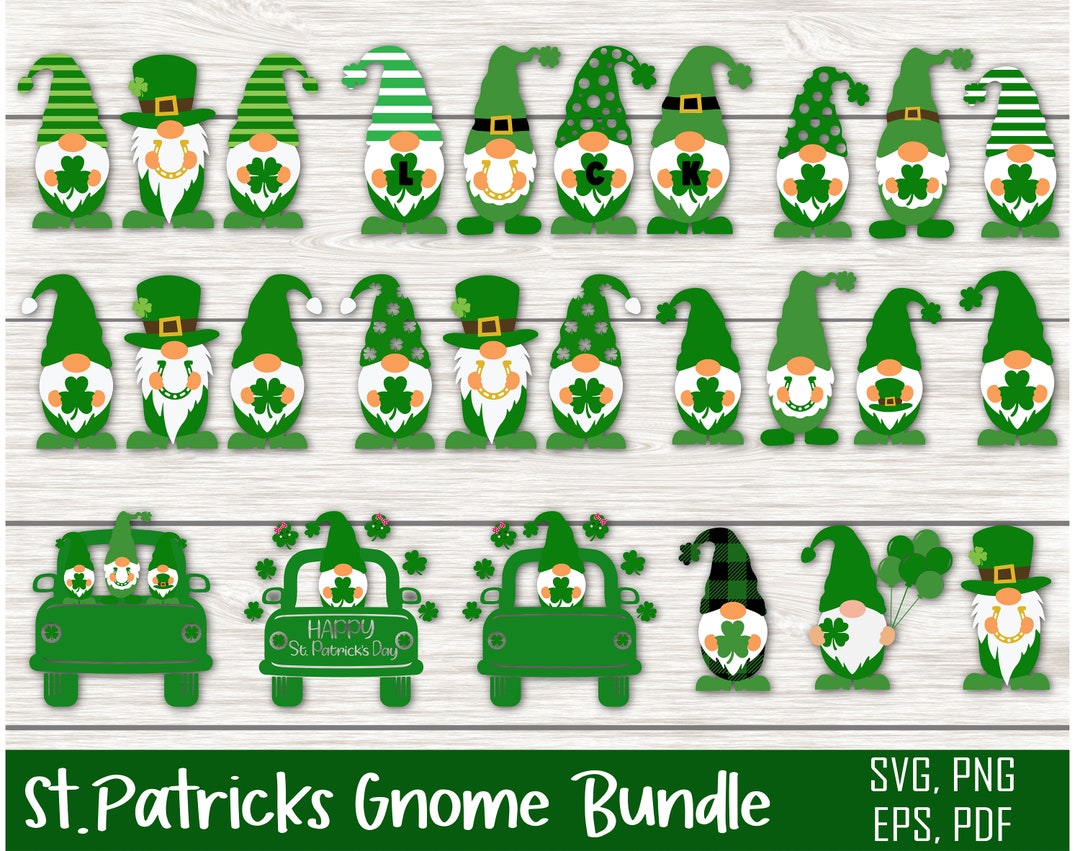 St Patrick Gnome Svg Png Bundle, Gnome Svg, Lucky Gnomes Svg, Three ...
