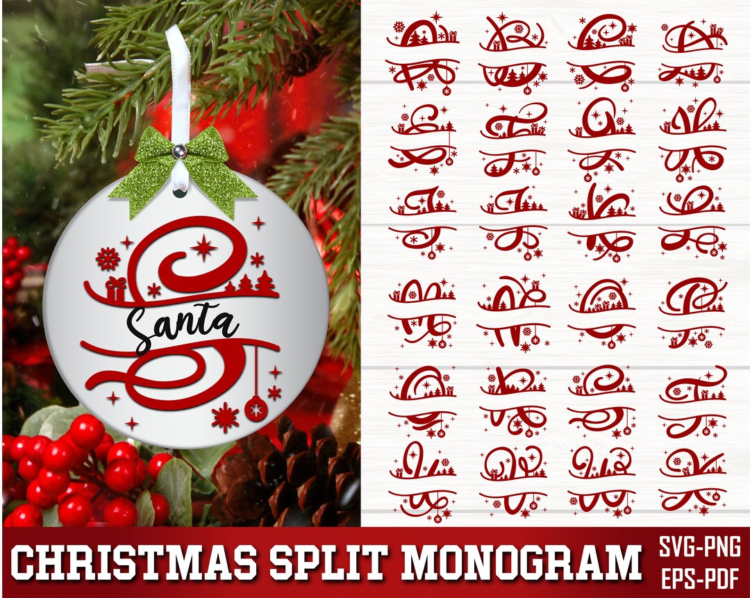 Christmas Split Letters Svg, Christmas Split Alphabet SVG, Christmas ...