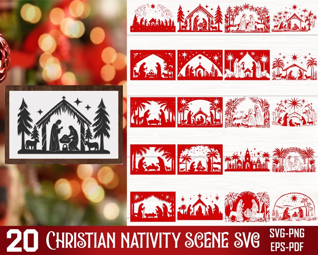 Christmas Nativity Scene SVG Bundle, Nativity Scene Clipart, Nativity ...