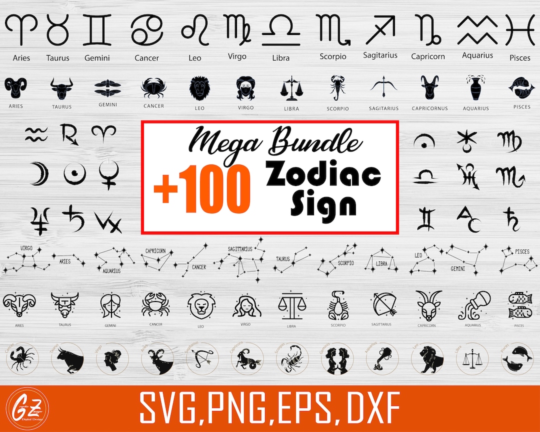 Zodiac Signs SVG, Horoscope Bundle Svg, Zodiac Bundle Svg, Astrological ...