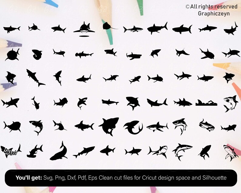 Shark Svg Bundle, Shark Png Bundle, Shark Clipart, Shark Silhouette ...