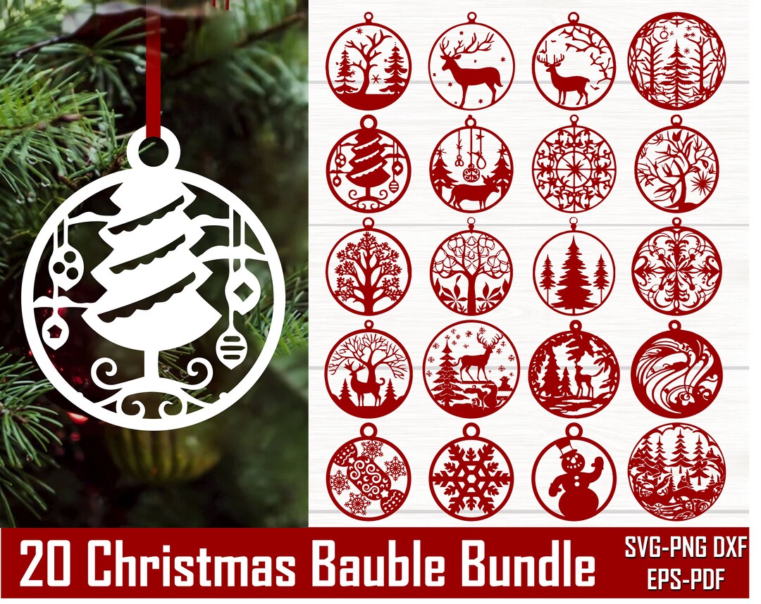 Christmas Bauble SVG Bundle, Round Christmas Ornament SVG Cricut ...