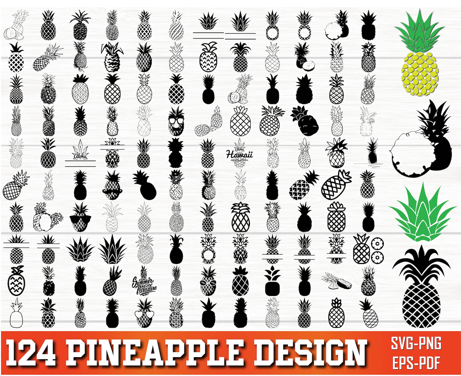 Pineapple SVG Bundle, Pineapple PNG Bundle, Pineapple Clipart, Fruit ...