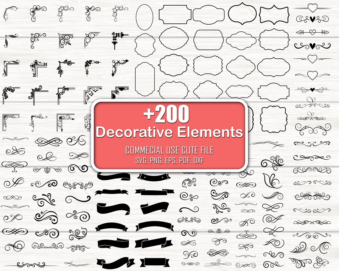 200+ Decorative Elements SVG Vol2, Ornaments Svg, Flourishes SVG ...