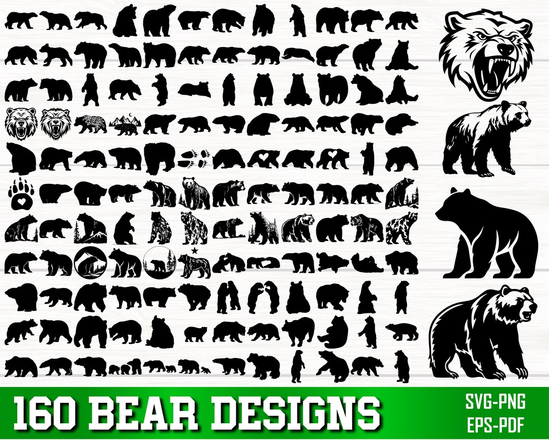 Bear SVG Bundle, Bear PNG Bundle, Bear Clipart, Bear Silhouette, Bear ...