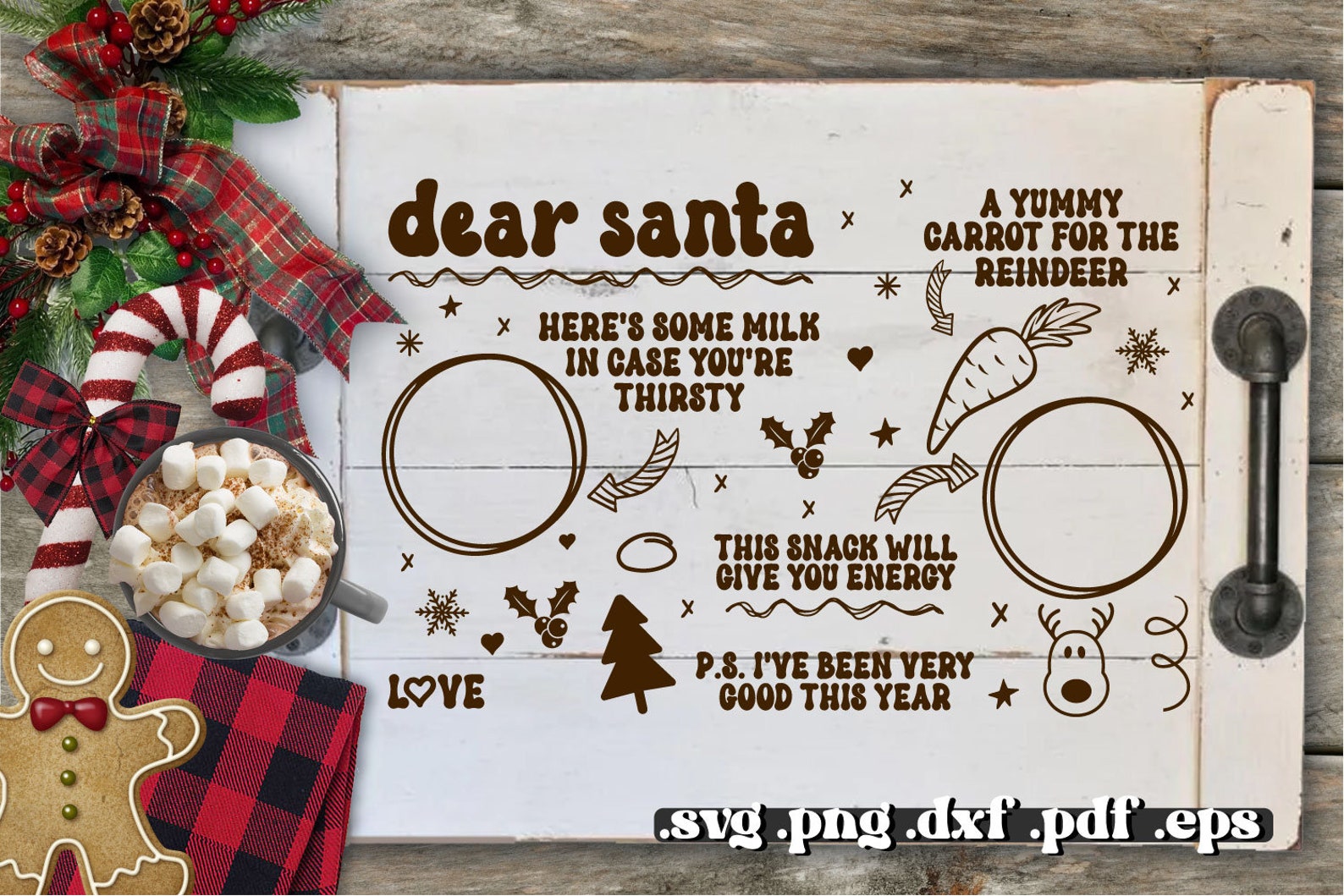 Dear Santa Tray Svg Bundle Santa Tray SVG Christmas Tray - Etsy