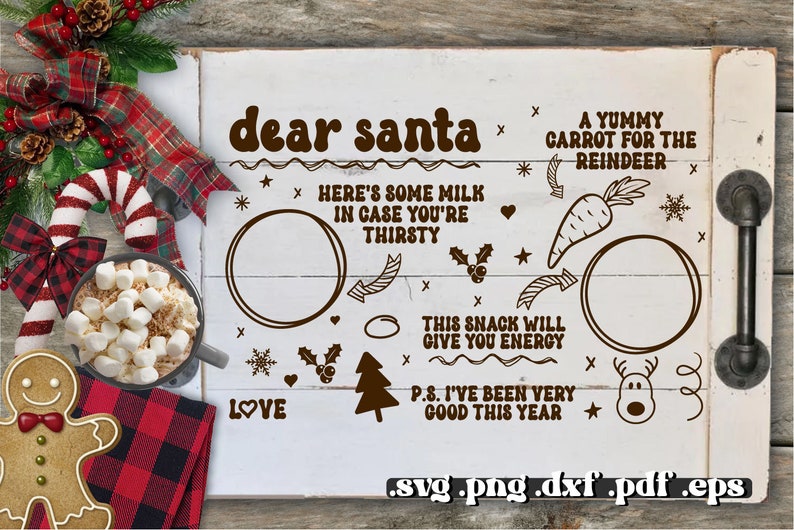 Dear Santa Tray Svg Bundle Santa Tray SVG Christmas Tray - Etsy