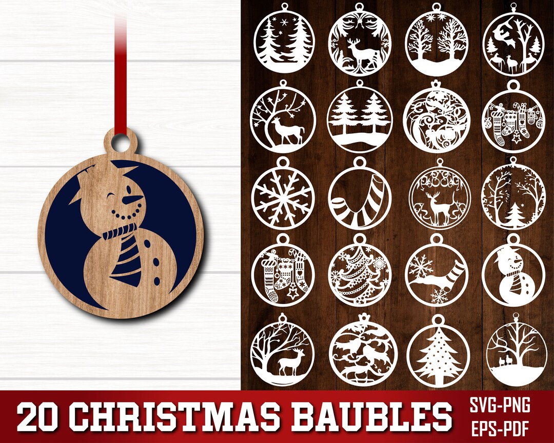 20 Christmas Bauble SVG Bundle, Round Christmas Ornament SVG Cricut ...