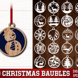 20 Christmas Bauble SVG Bundle, Round Christmas Ornament SVG Cricut ...