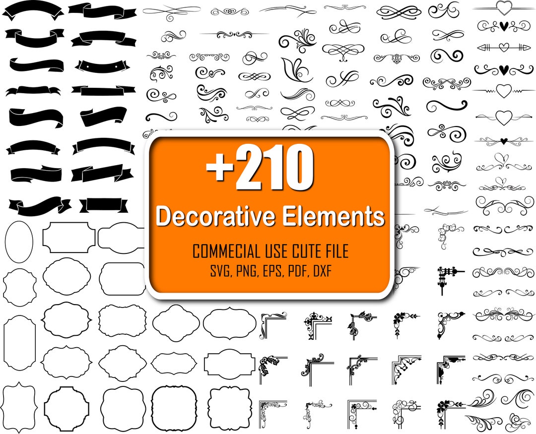 Elementos Decorativos SVG Vol3, Adornos svg, Florituras SVG, Remolinos ...