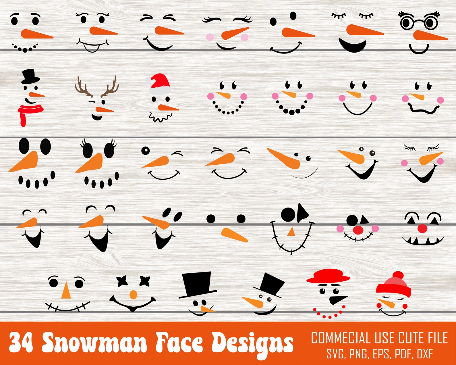 Snowman Faces Svg Bundle Snowman Face Svg Christmas Svg - Etsy