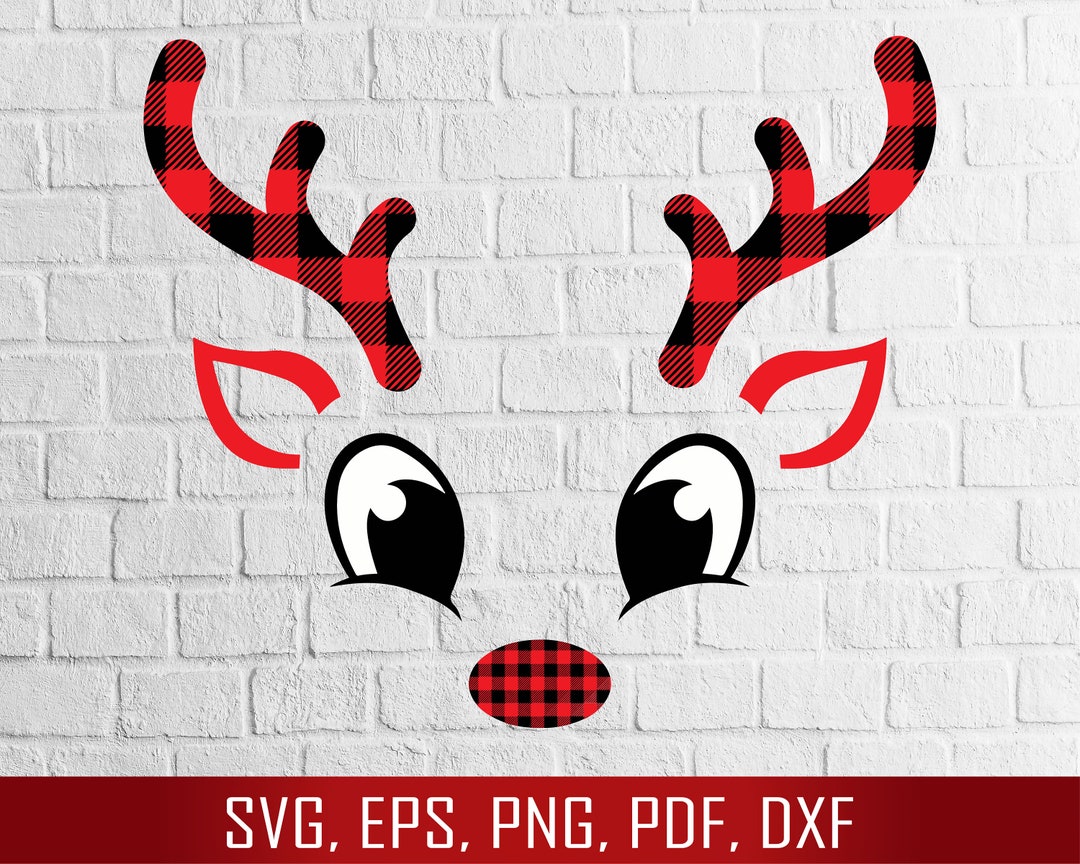 Reno SVG Navidad SVG Cara de reno SVG Nariz roja de reno lindo, Cara de ...