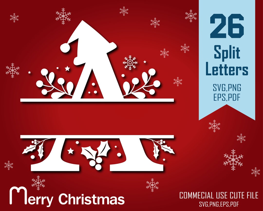 Christmas Split Letters Svg, Christmas Split Alphabet SVG, Christmas ...