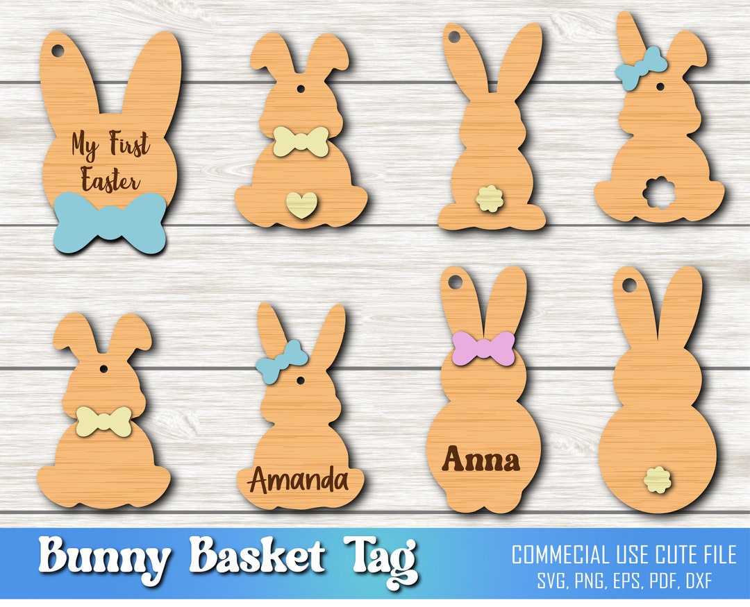 Bunny Basket Tag Svg, Easter Basket Tags SVG, Easter Tags Svg, Easter ...